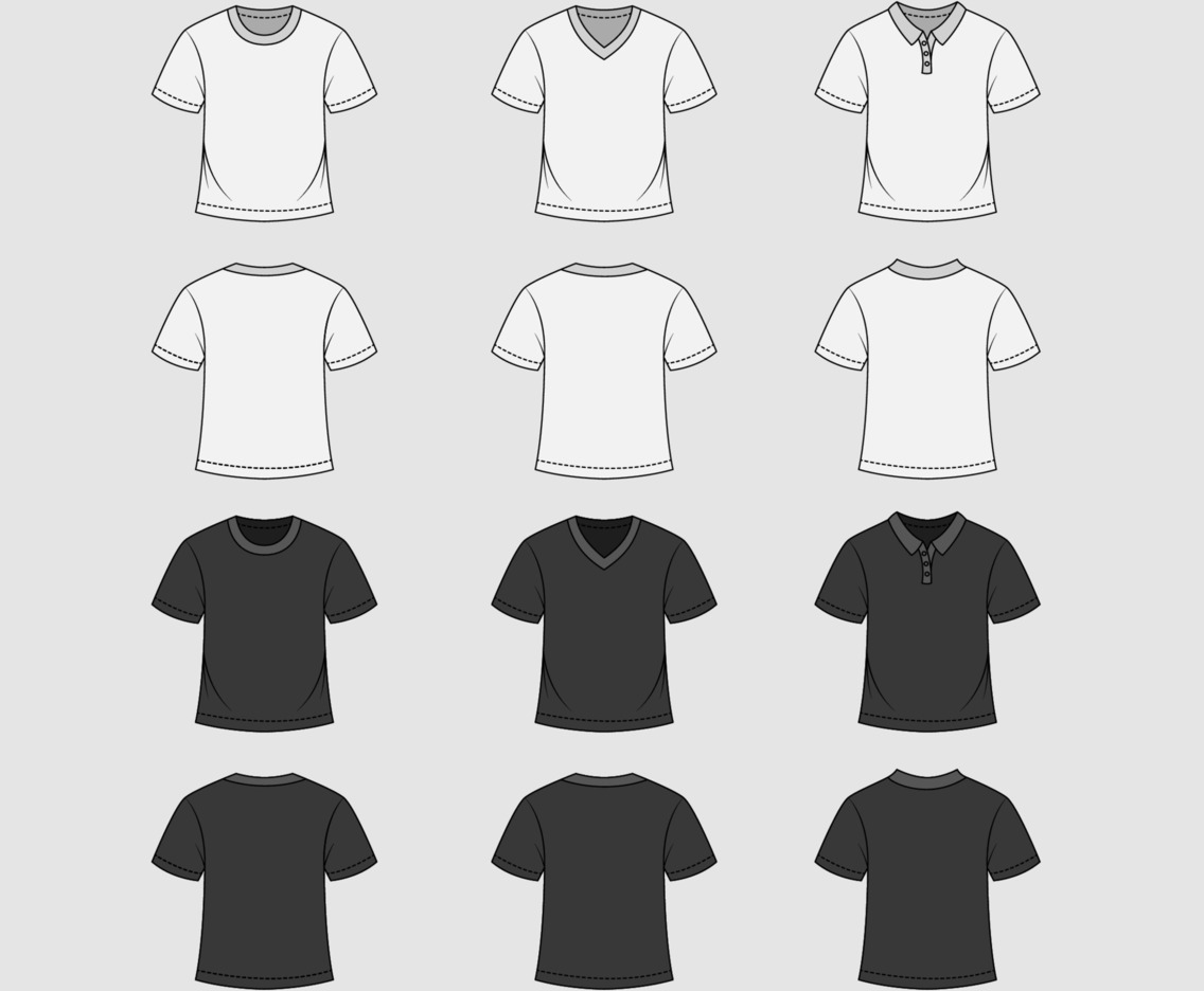 Short Sleeve T Shirt Template With The Outline Concept Vector Art ...
