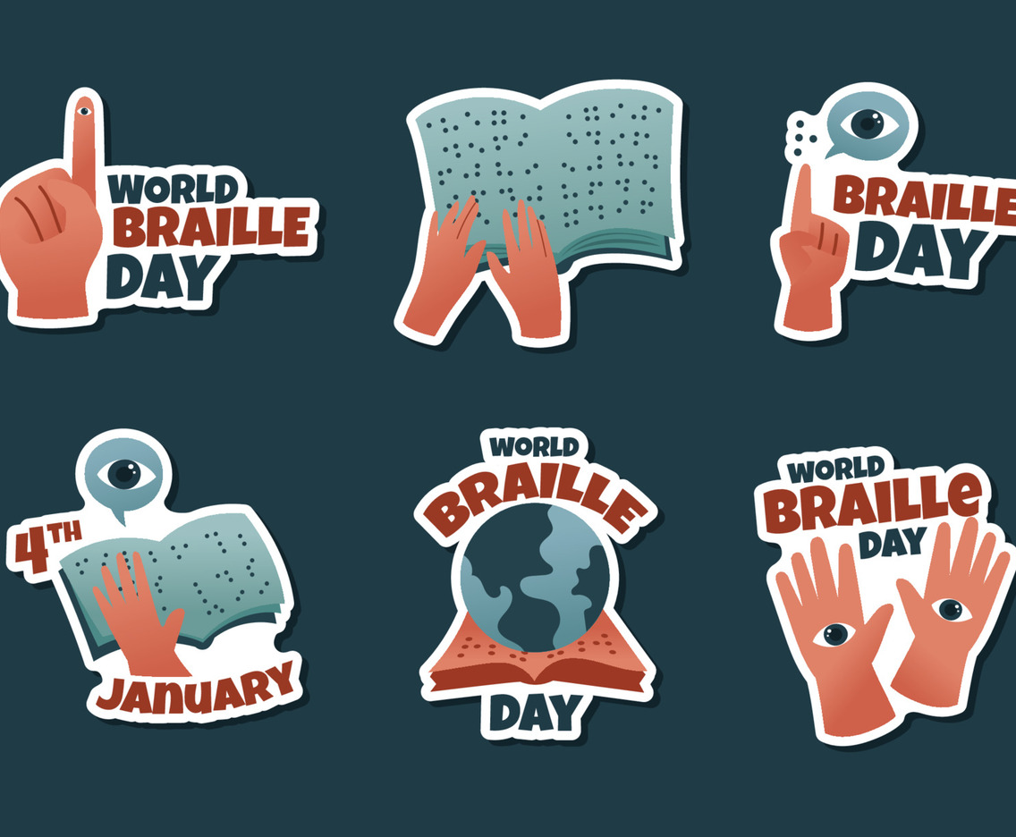 World Braille Day Sticker Package Vector Art & Graphics | freevector.com