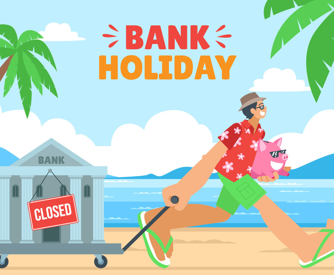 Young Man Enjoy Holiday On Beach With Piggy Bank Concept Vector Art ...