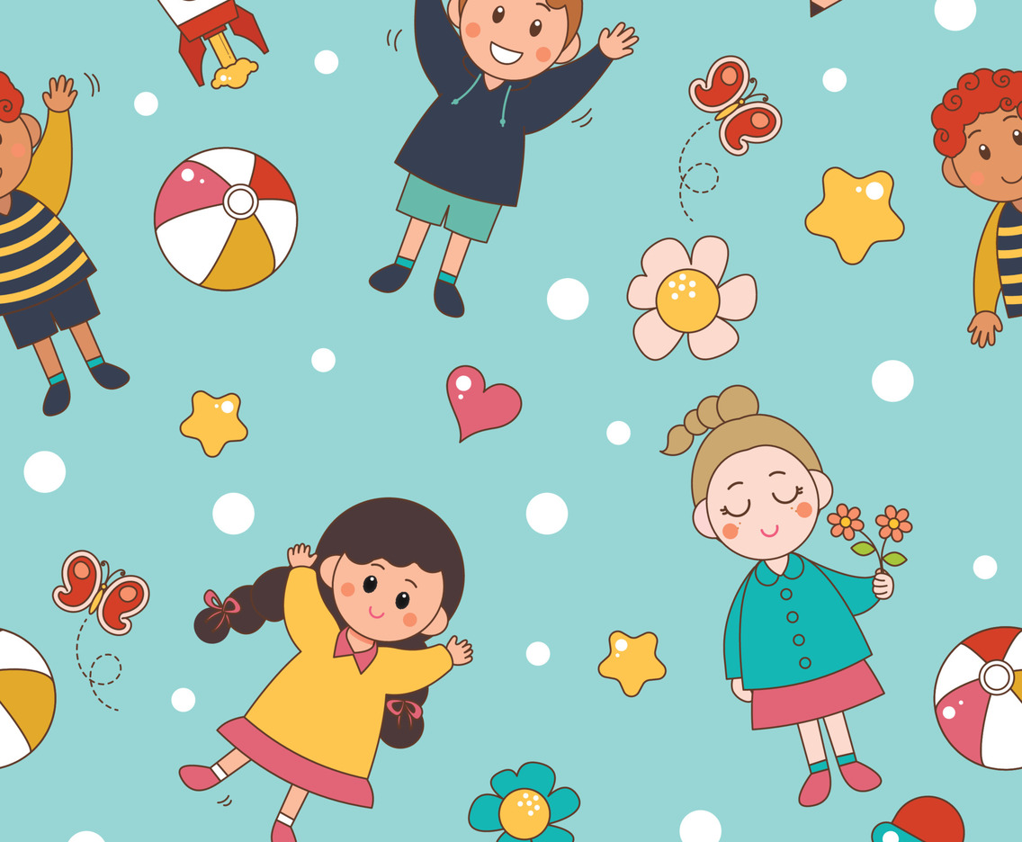 Cute Cartoon Children Day Seamless Background Vector Art & Graphics ...