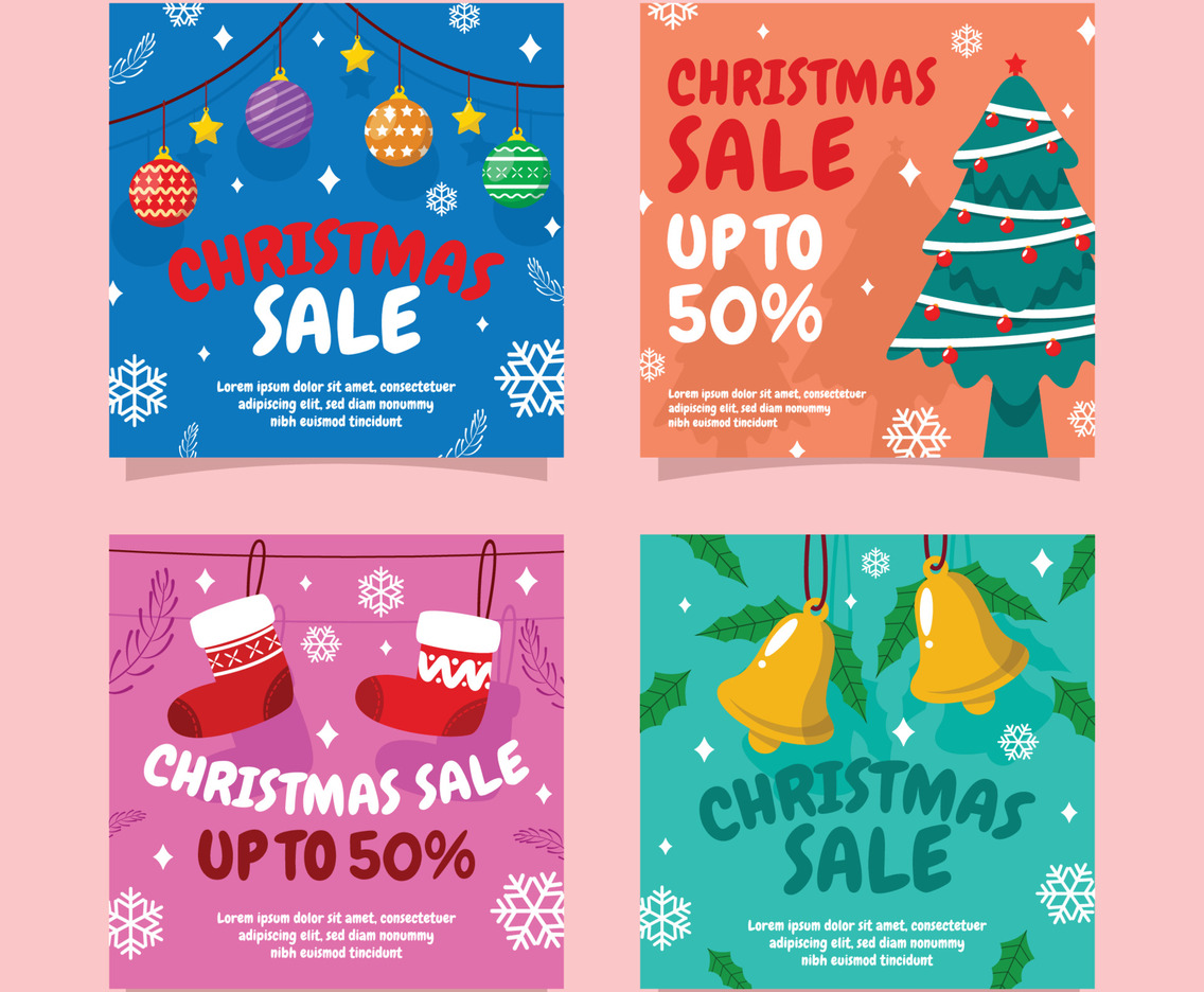 Christmas Sale Social Media Post Design Vector Art & Graphics ...