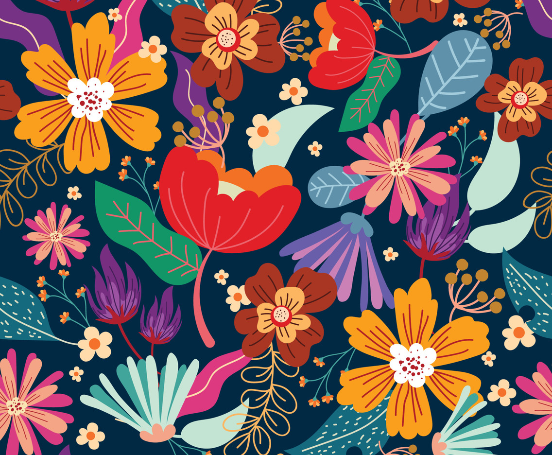 Bright Colorful Floral Seamless Pattern Vector Art & Graphics ...