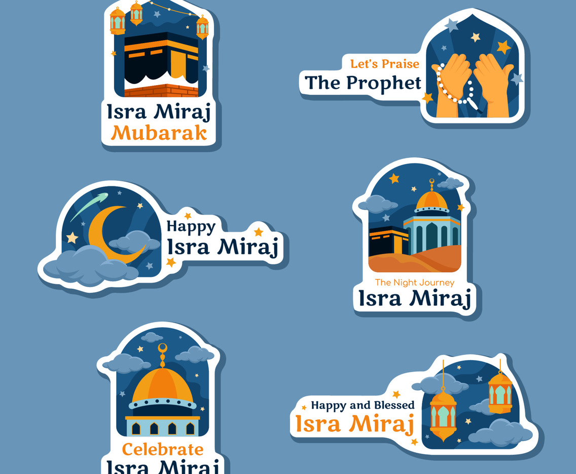 Celebrating Isra Miraj The Religious Night Journey Vector Art ...