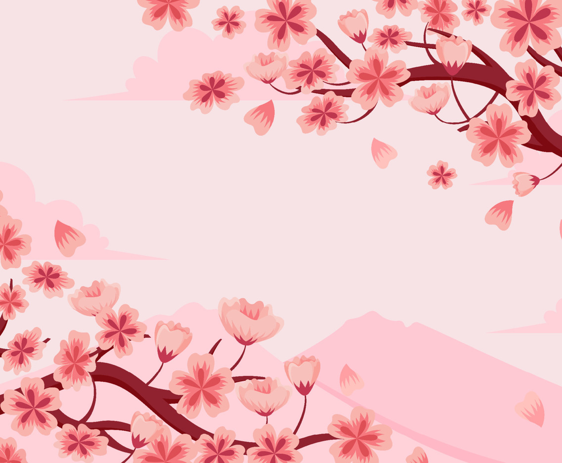 Peach Flowers Blossom Natural Flat Background Vector Art & Graphics ...