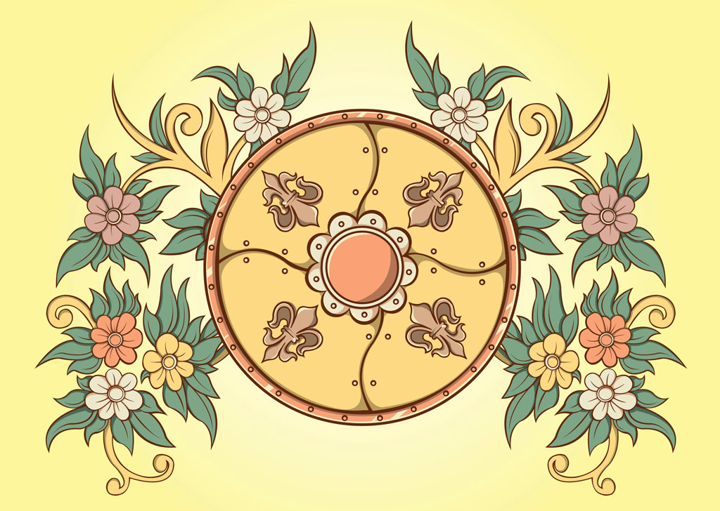 Floral Ornaments Shield Vector Art & Graphics | freevector.com