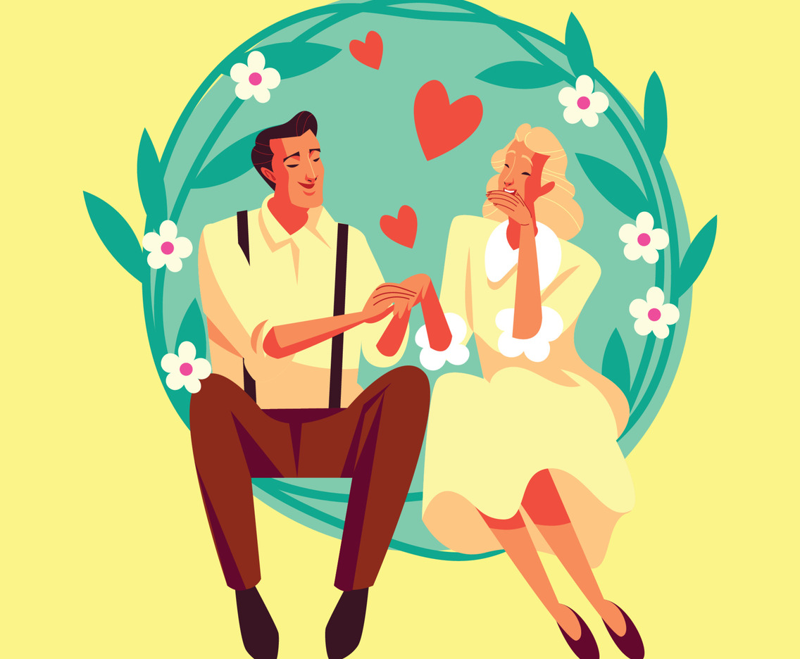 Classic Couple In A Proposal Momment Vector Art & Graphics | freevector.com