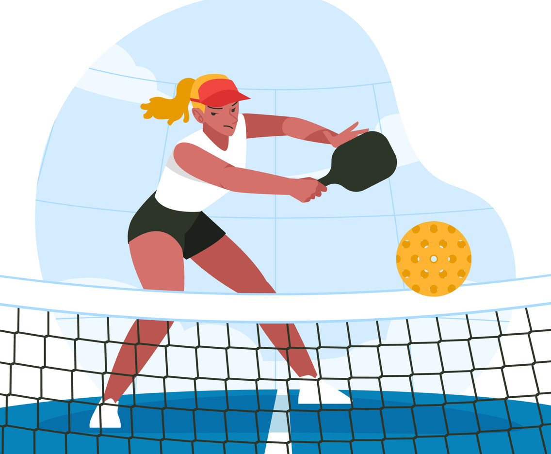 Young Girl Compete On Pickle Ball Match Vector Art & Graphics ...