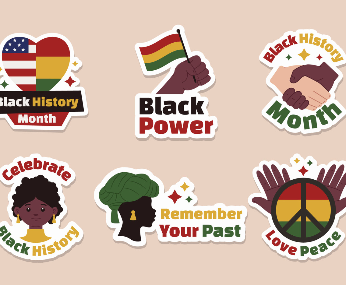 Black History Month Greeting Stickers Vector Art & Graphics ...