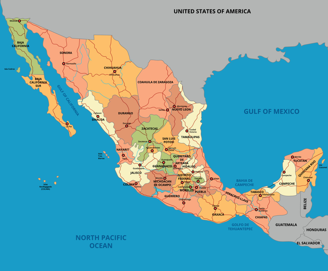 Country Map Of Mexico Vector Art & Graphics | freevector.com