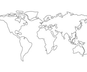 One Line Art World Map Concept Vector Art & Graphics | freevector.com
