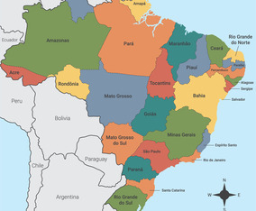 Map Of Brazil And Surrounding Borders Vector Art & Graphics ...