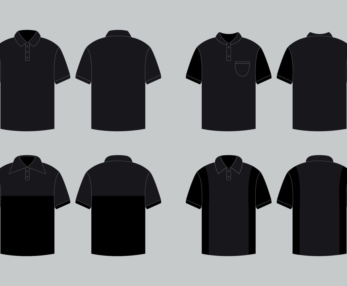 Outline Polo Black Mock Up Flat Vector Art & Graphics | freevector.com
