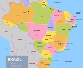 Map Of Brazil With Neighbor Countries Vector Art & Graphics ...