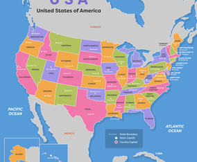 Colorful World Map With Country Names Vector Art & Graphics ...