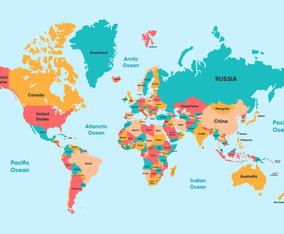 Detailed World Map With Country Names Vector Art & Graphics ...