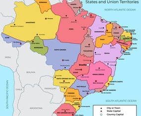 Map Of Brazil With Neighbor Countries Vector Art & Graphics ...