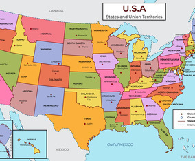 Map Of Usa With State Names Vector Art & Graphics | freevector.com