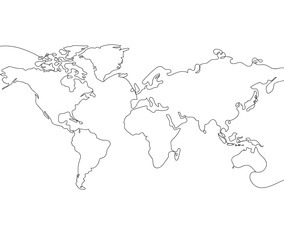 World Map One Stroke Art Vector Art & Graphics | freevector.com