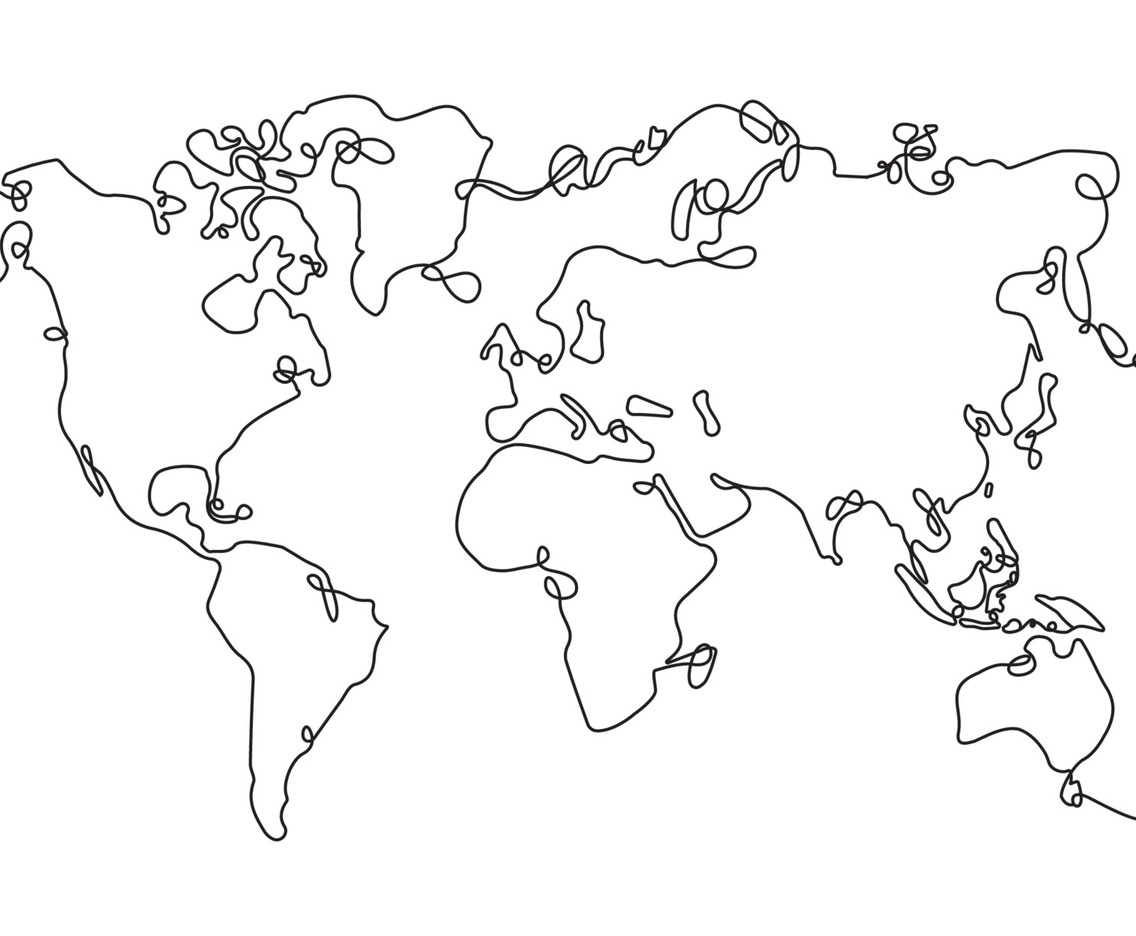 World Map One Line Stroke Vector Art & Graphics | freevector.com