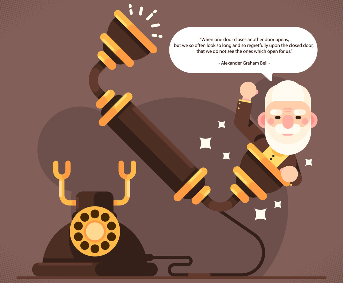 Alexander Graham Bell The Inventor With Cute Cartoon Design Vector Art ...