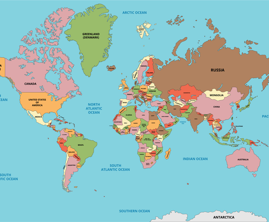 World Map With Country Name Vector Art & Graphics | freevector.com