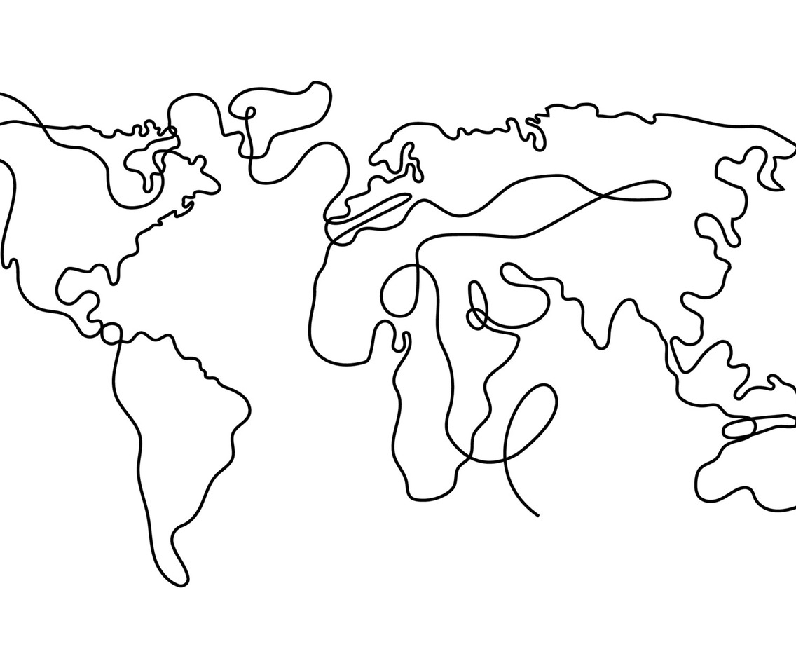 World Map Concept In One Stroke Art Vector Art & Graphics | freevector.com