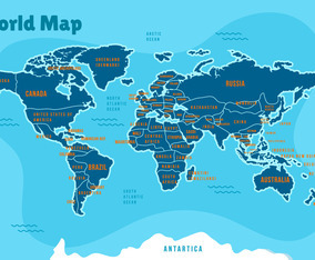 World Map With Country Location Vector Art & Graphics | freevector.com