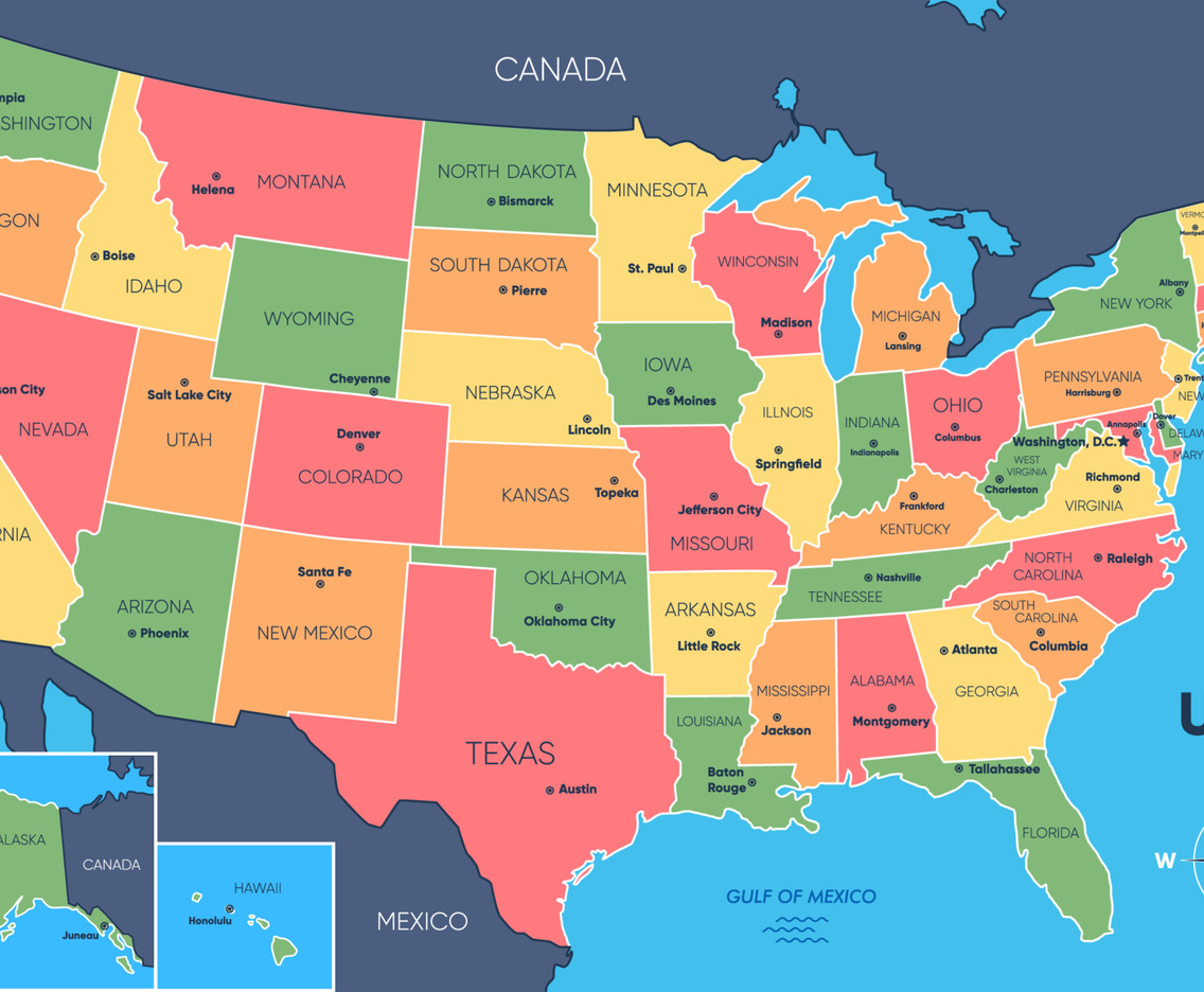 Map Of Usa With Surrounding Borders And States Vector Art & Graphics ...