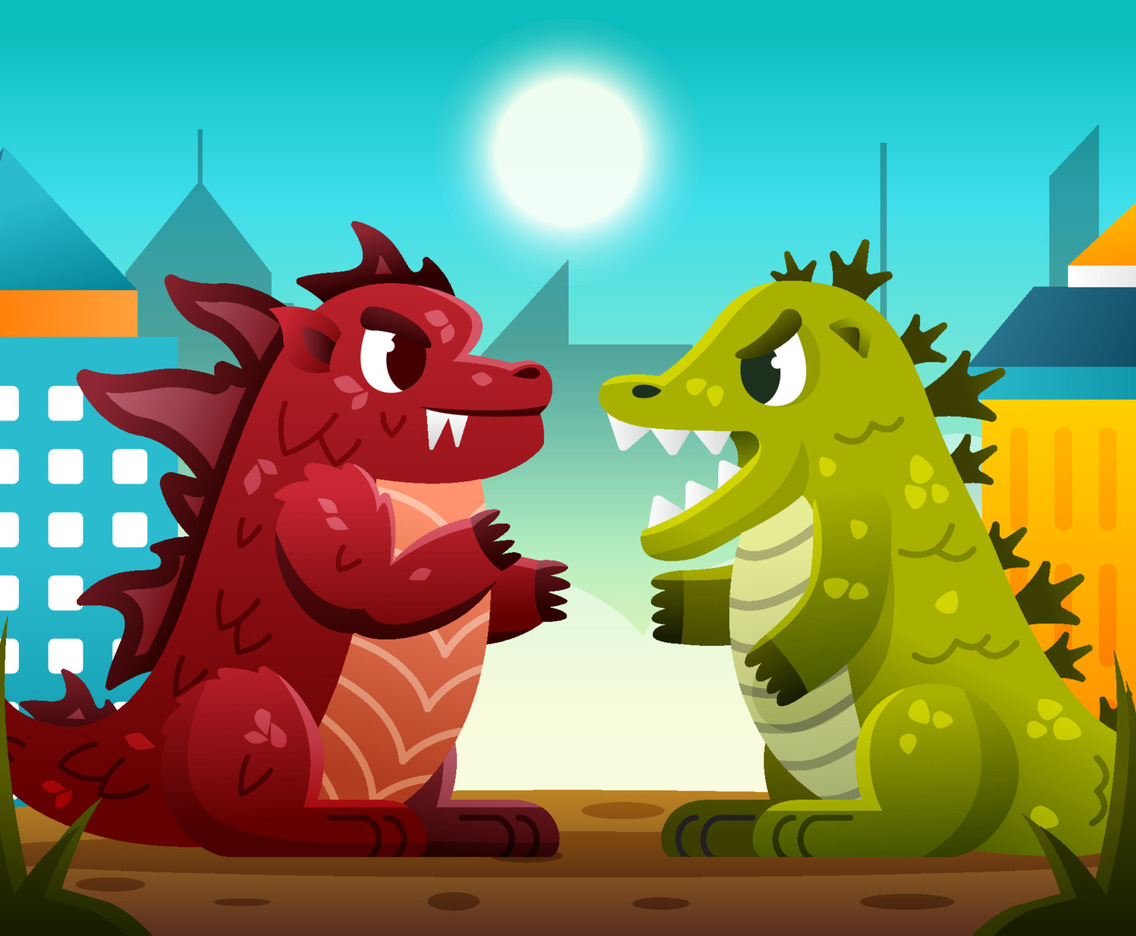 Cute Godzilla Concept Vector Art & Graphics | freevector.com