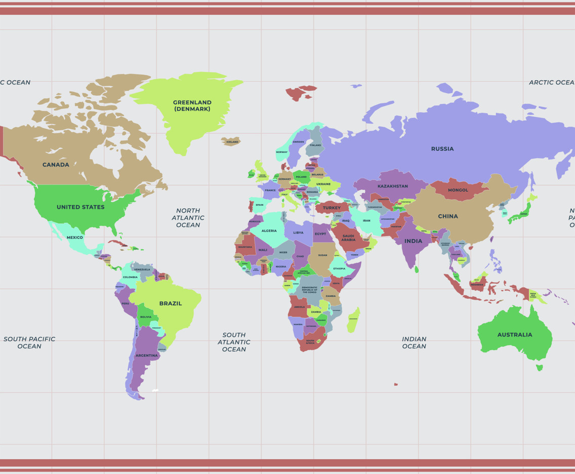 World Map With Country Name Vector Art & Graphics | freevector.com