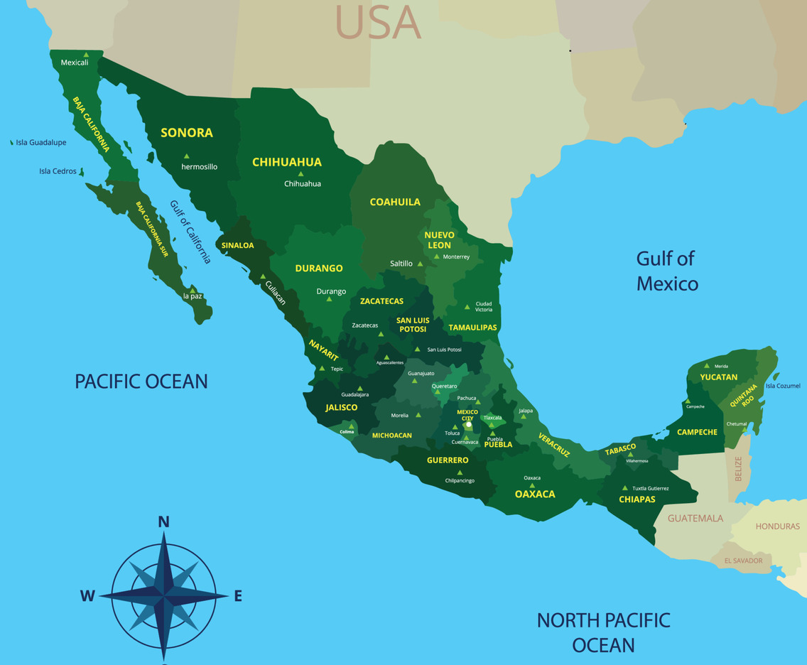 Mexico Country Map Concept Vector Art & Graphics | freevector.com