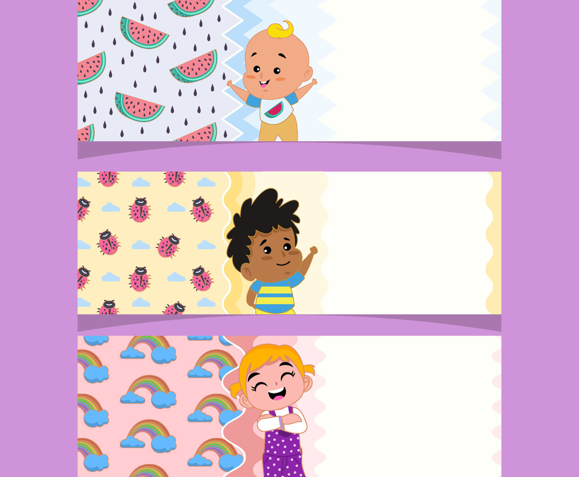 Colorful Children Banner Set Template Vector Art & Graphics ...