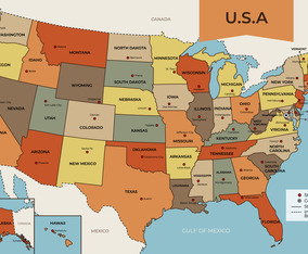 Map Of Usa With State Names Vector Art & Graphics | freevector.com
