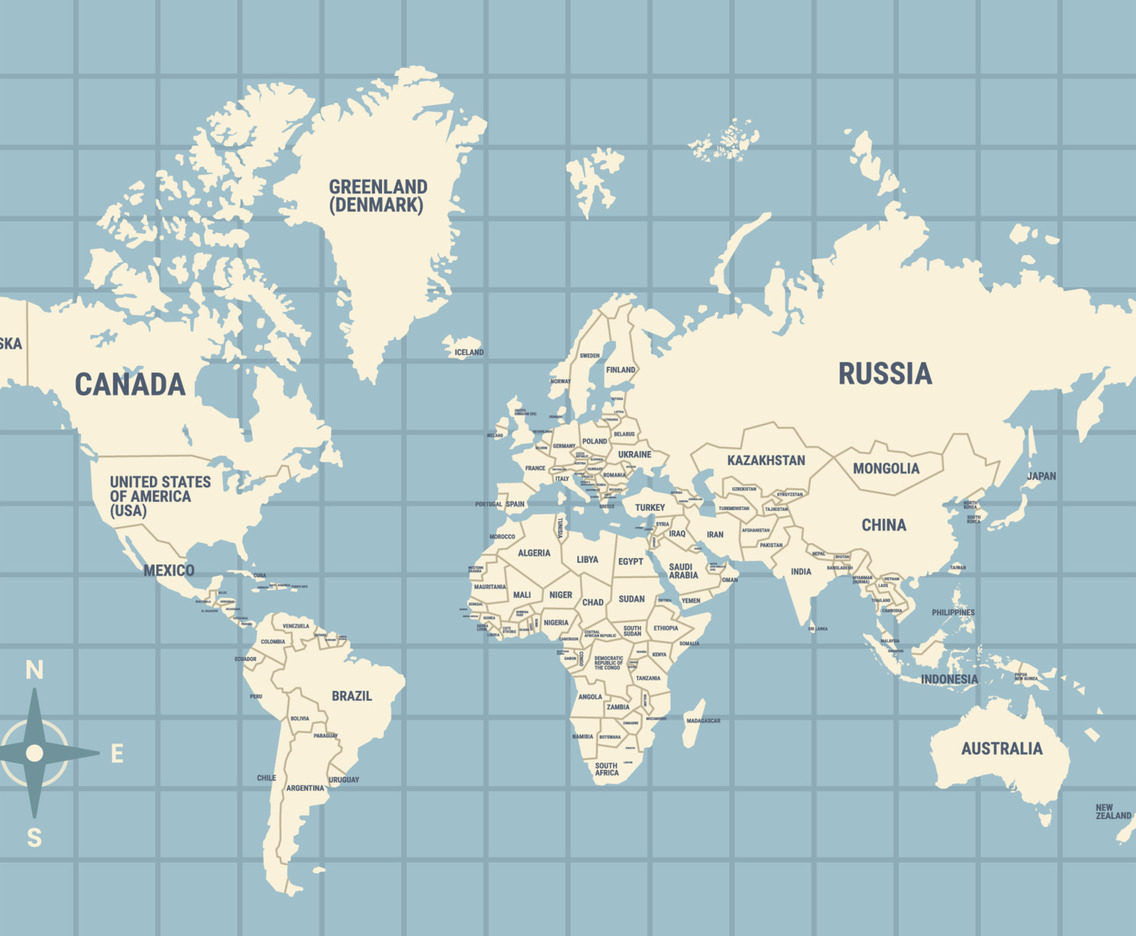 Artistic World Map With Country Name Background Vector Art & Graphics ...