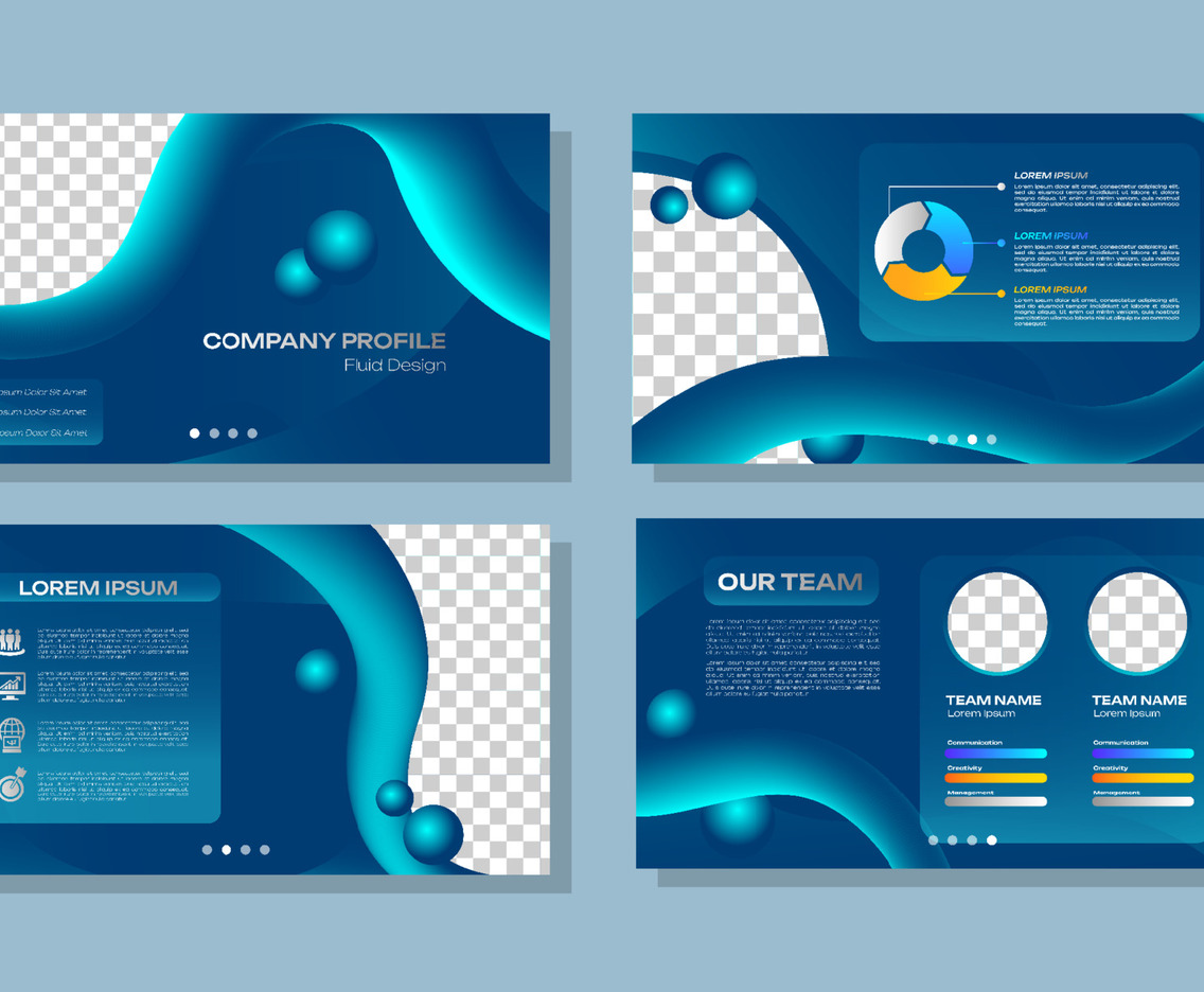 Creative Company Profile Purple Blue Fluid Gradient Template Vector Art ...