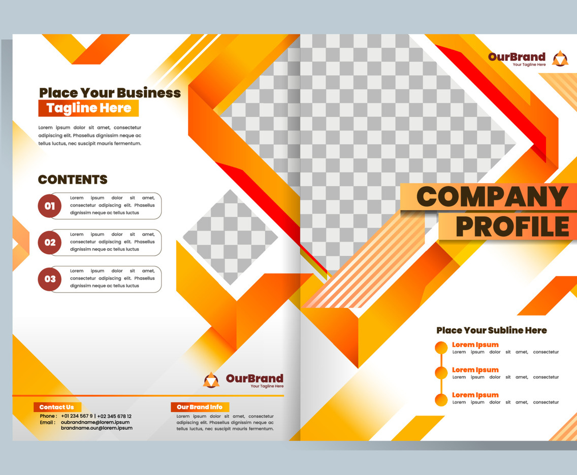 Yellow Orange Line Creative Business Company Profile Vector Art ...