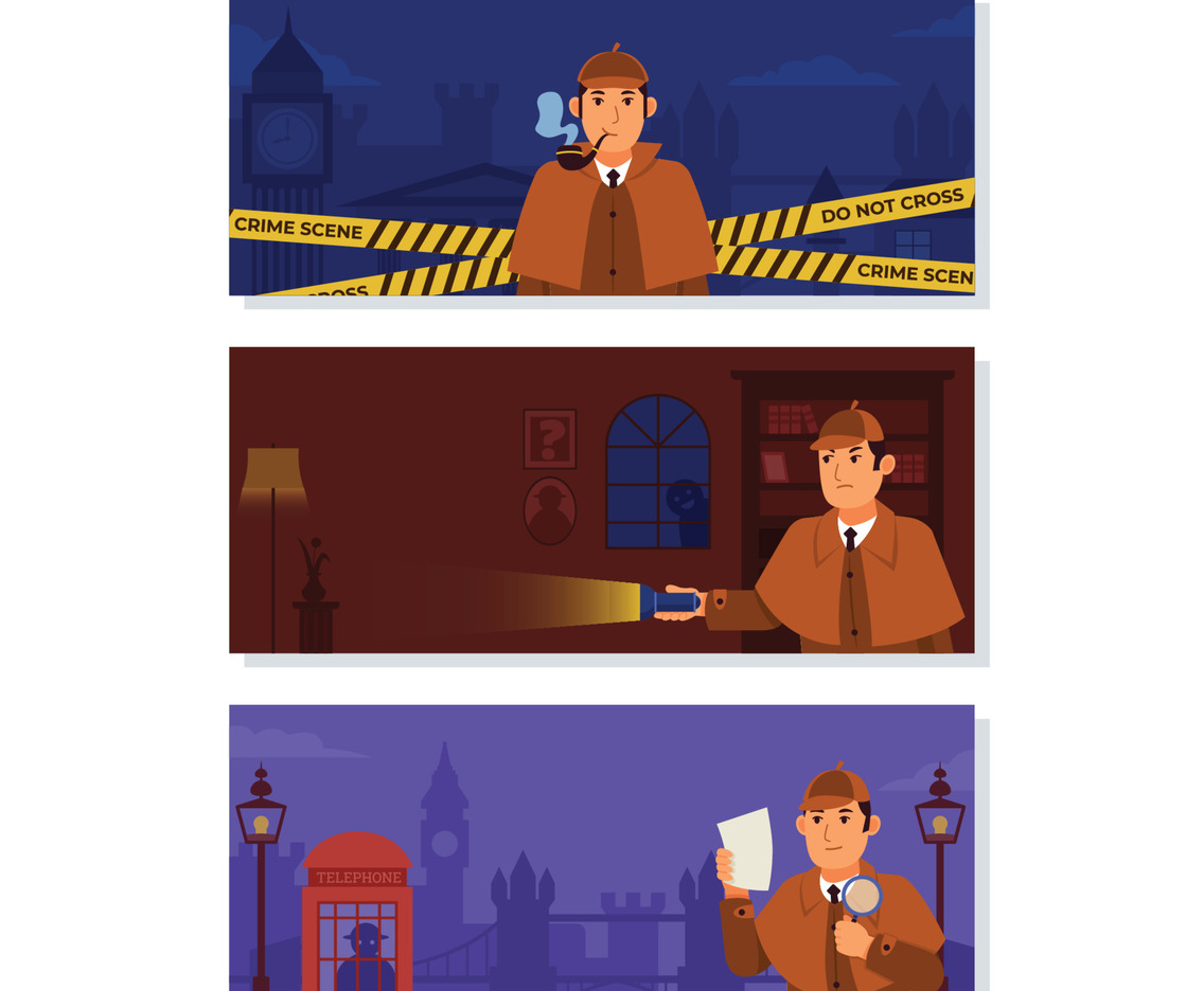 London Detective Searching For Clues Vector Art & Graphics | freevector.com