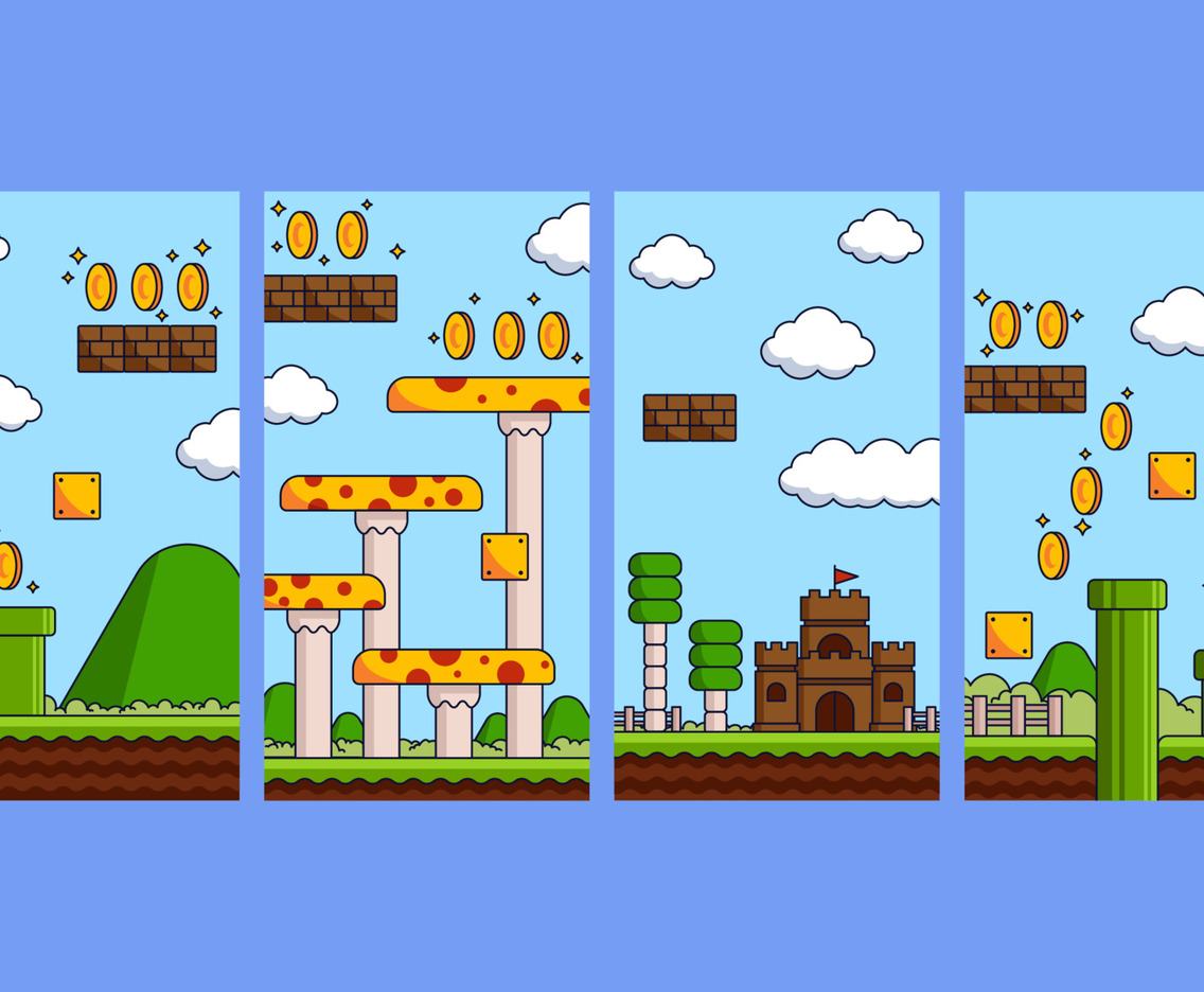 Set Of Arcade Game Scenery Social Media Story Vector Art & Graphics ...