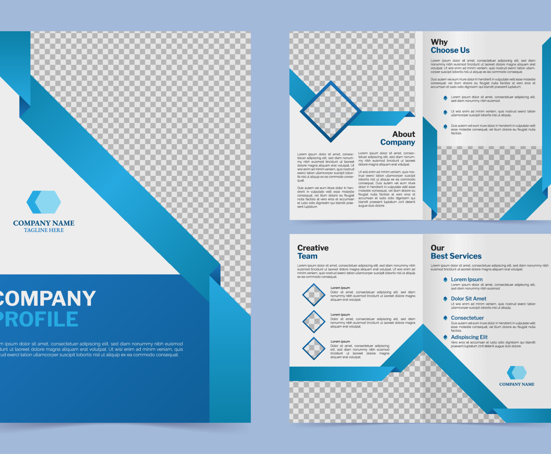 Generic Company Profile Template With Blue Color Vector Art & Graphics ...