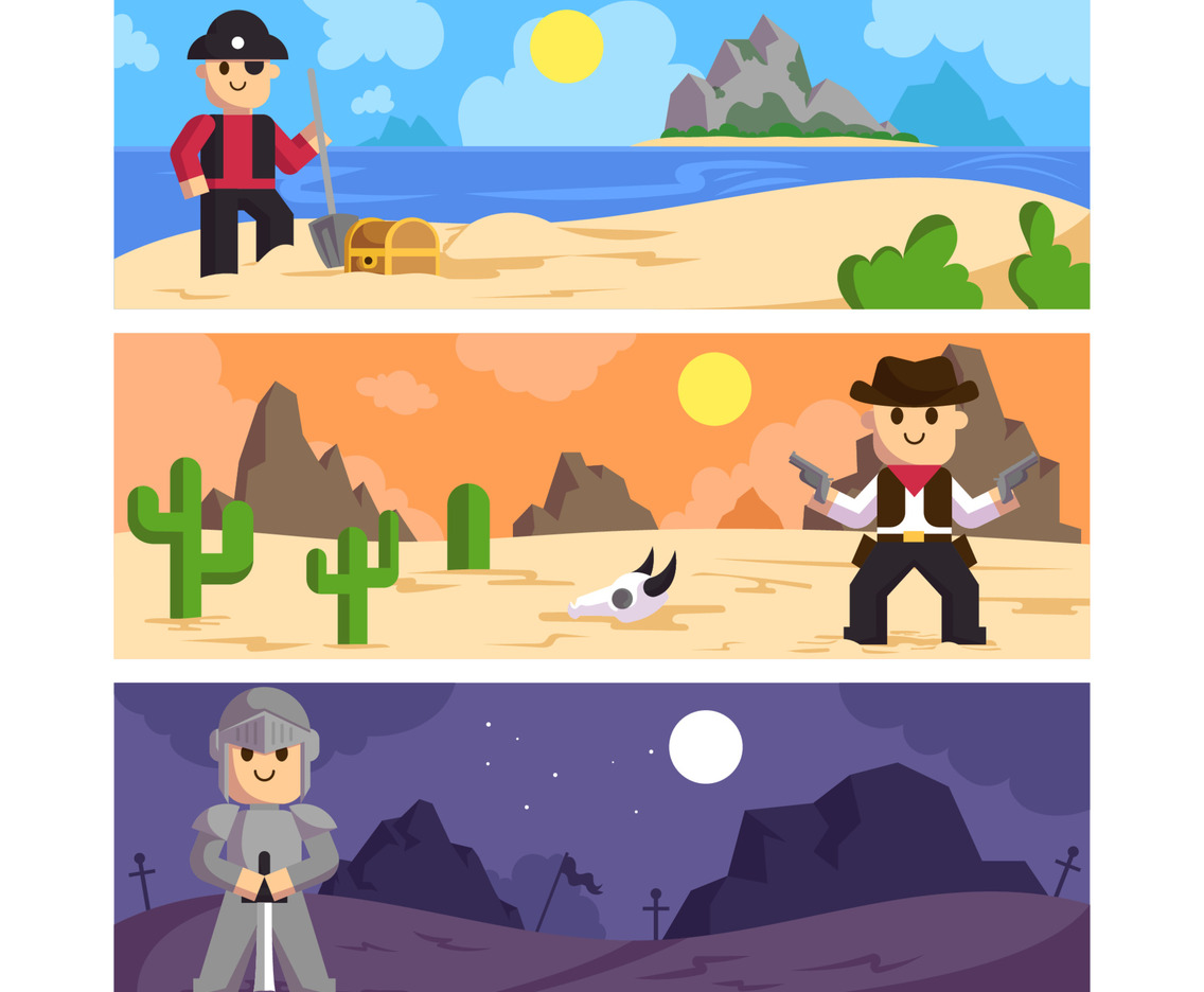 Adventure Open World Game Banner Template Vector Art & Graphics ...