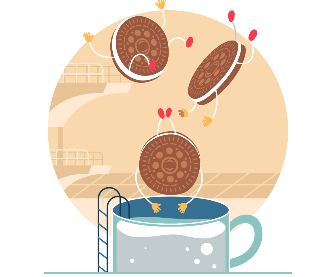 Group Of Cookies Jump Into Milk Vector Art & Graphics | freevector.com