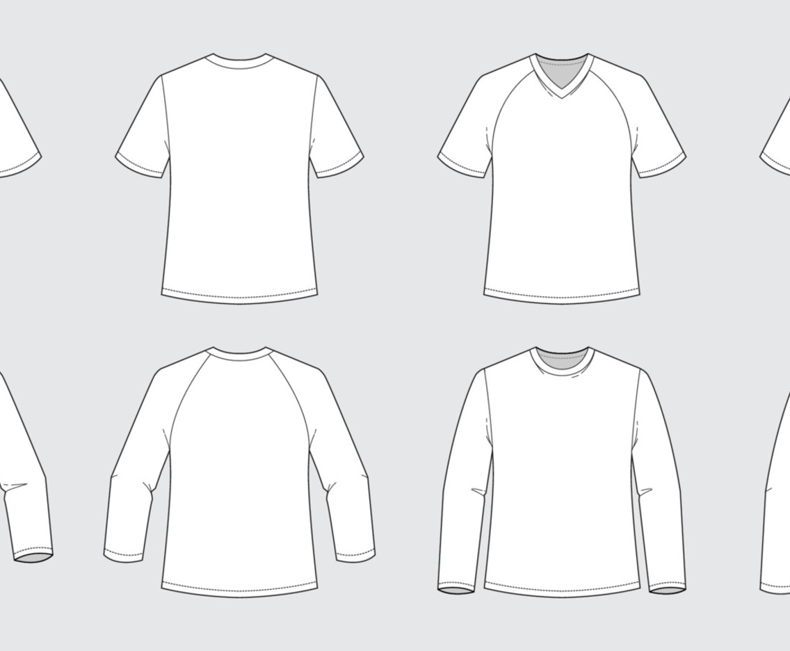 Outline White T Shirt Mock Up Set Vector Art & Graphics | freevector.com