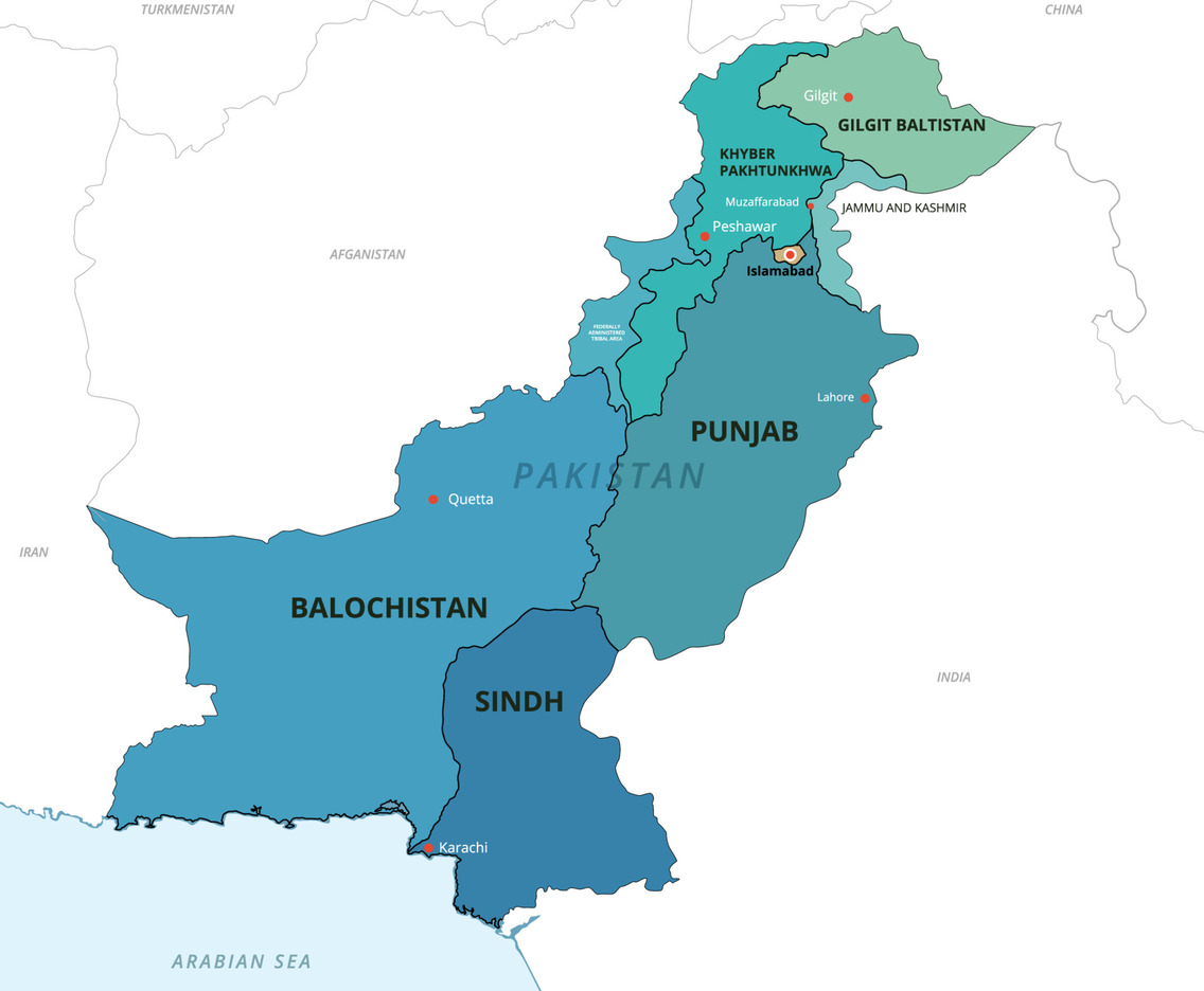 Pakistan Detailed Country Map Design Concept Vector Art & Graphics ...