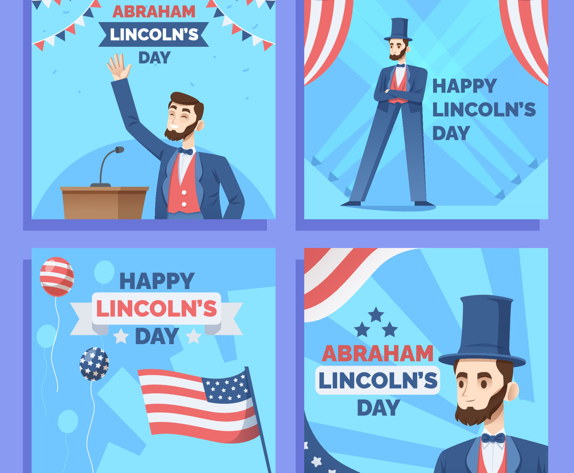 Abraham Lincoln's Day Social Media Post Vector Art & Graphics ...