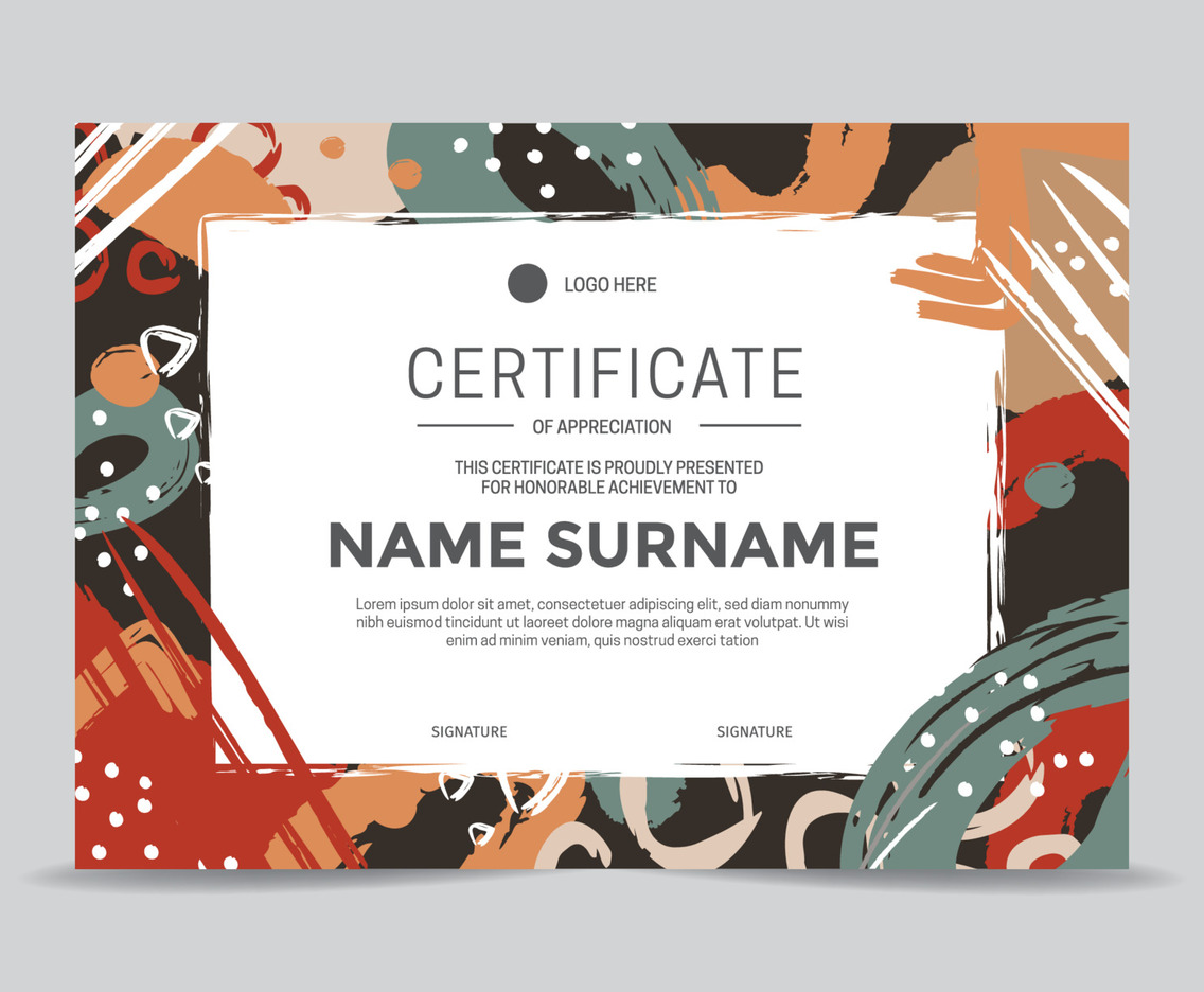 Creative Hand Drawn Brush Certificate Template Vector Art & Graphics ...
