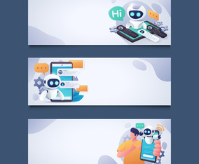 Smart Chatbot Horizontal Banner Collection Vector Art & Graphics ...