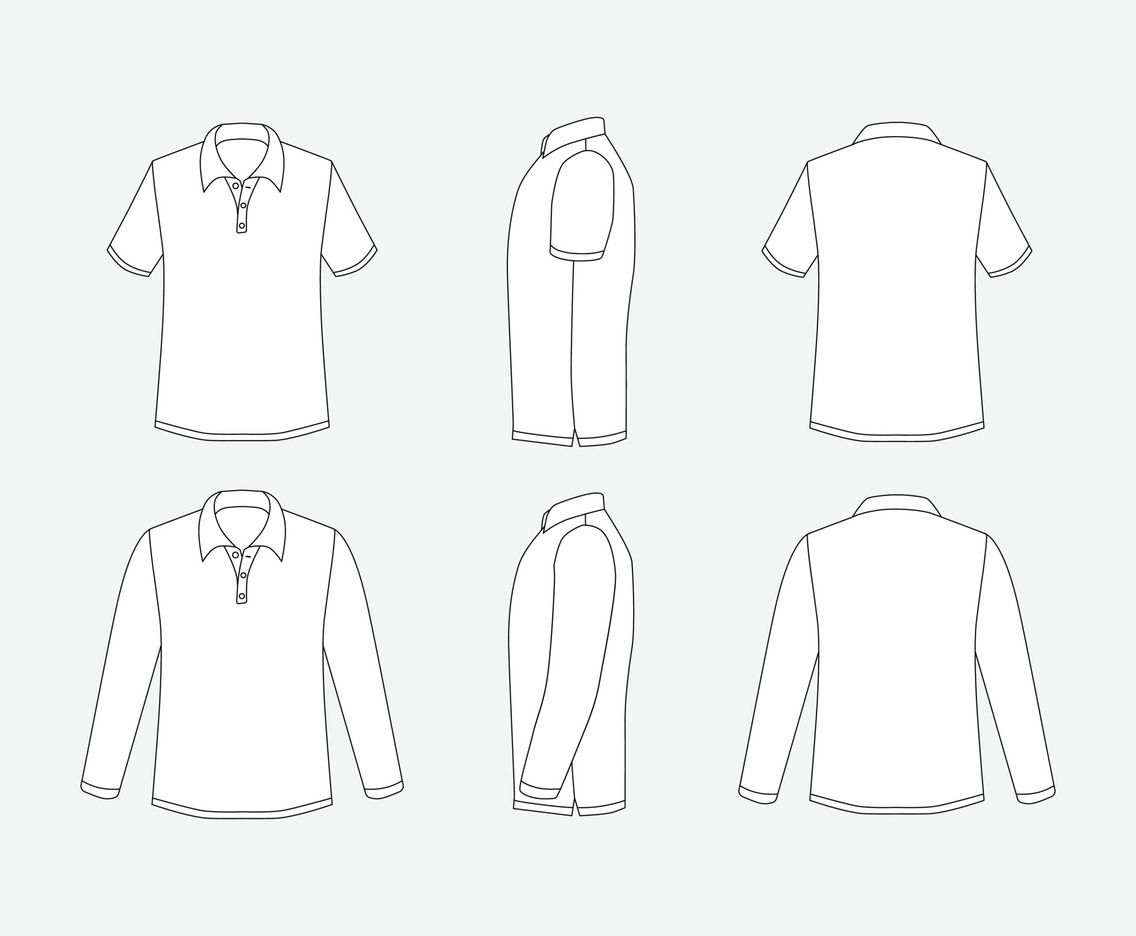 Polo Shirt Outline Mock Up Vector Art & Graphics | freevector.com