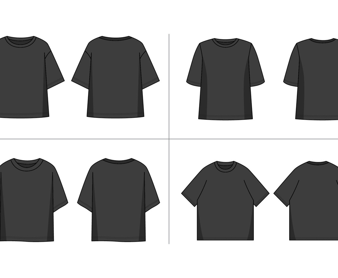 Outline Oversize Tshirt Black Mockup Vector Art & Graphics | freevector.com