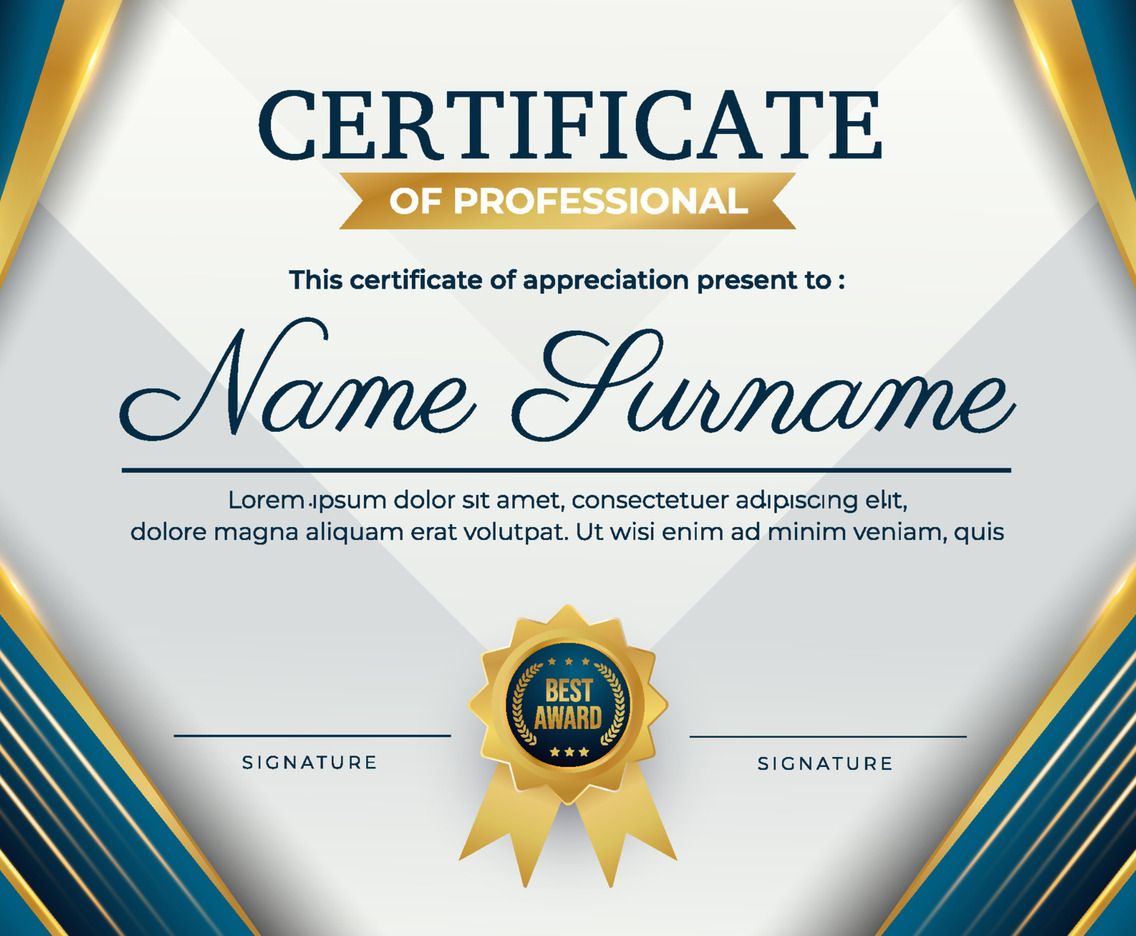 Certificate Professional Blue Background Vector Art & Graphics ...