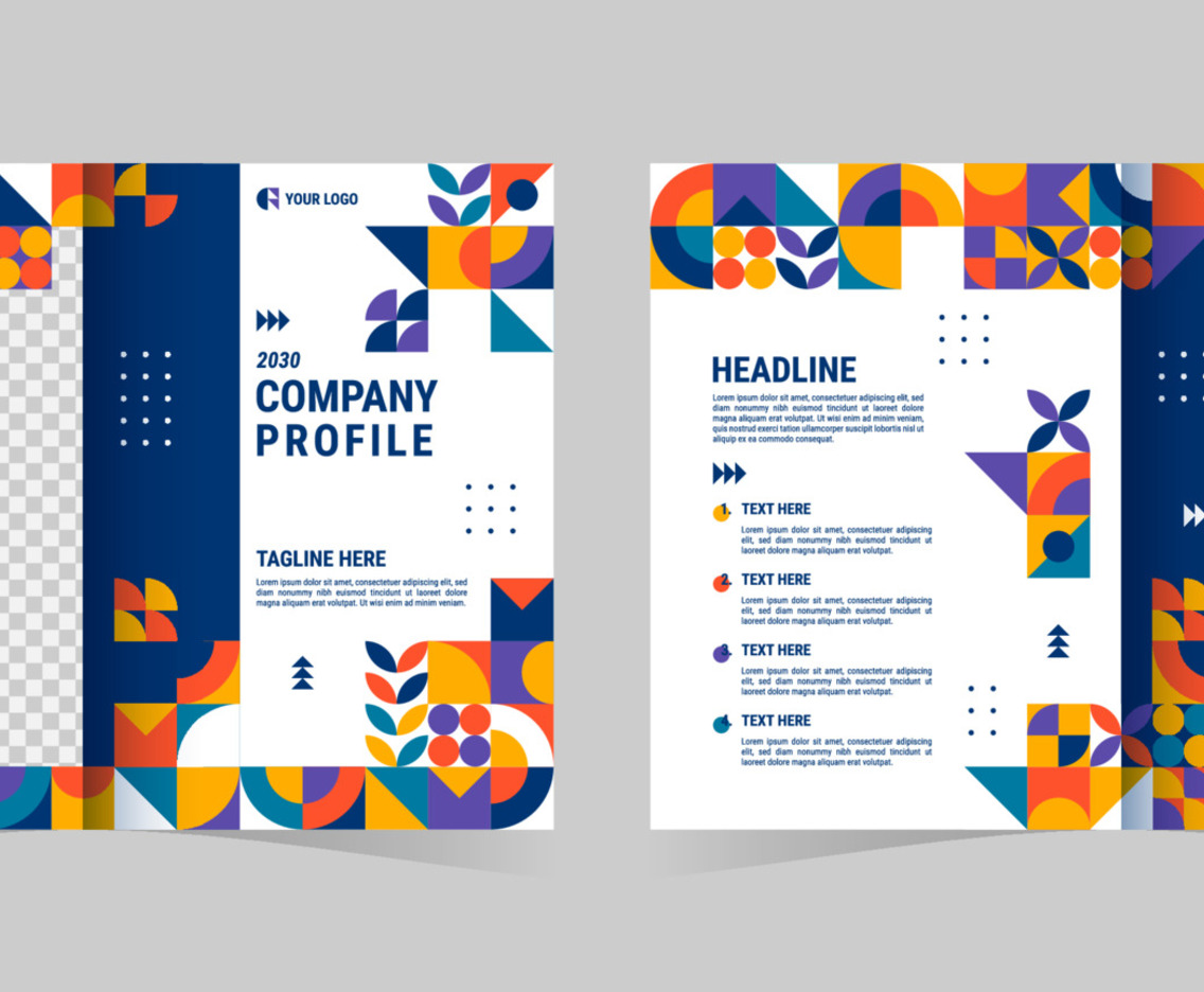 Creative Geometric Company Profile Template Vector Art & Graphics ...